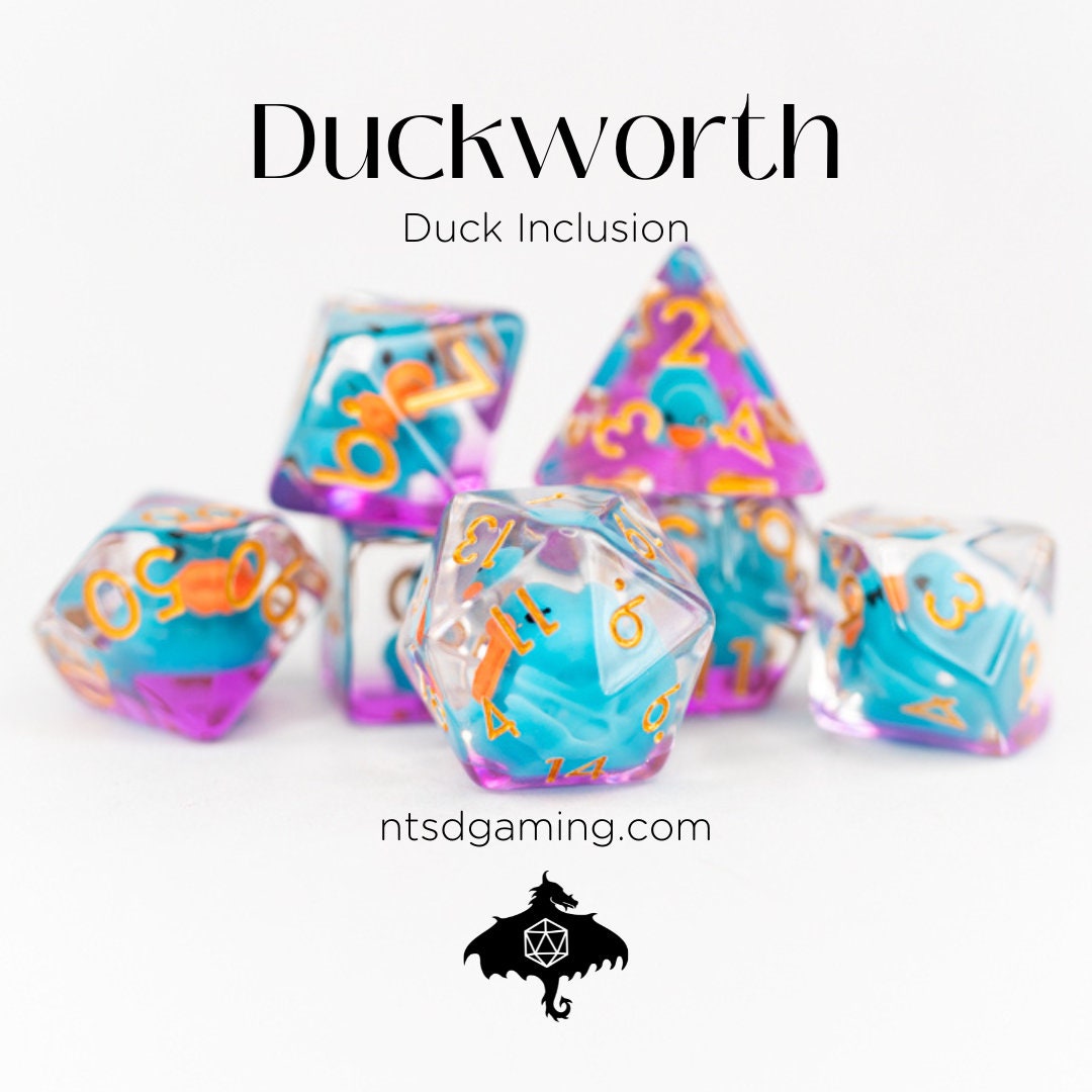 Duckworth Duck 7 Piece Acrylic Dice Set RPG D&D Dice - Etsy