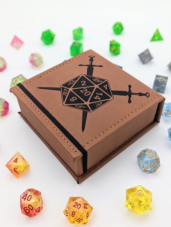 D20 Swords D&D Vegan Leather Dice Box - Etsy