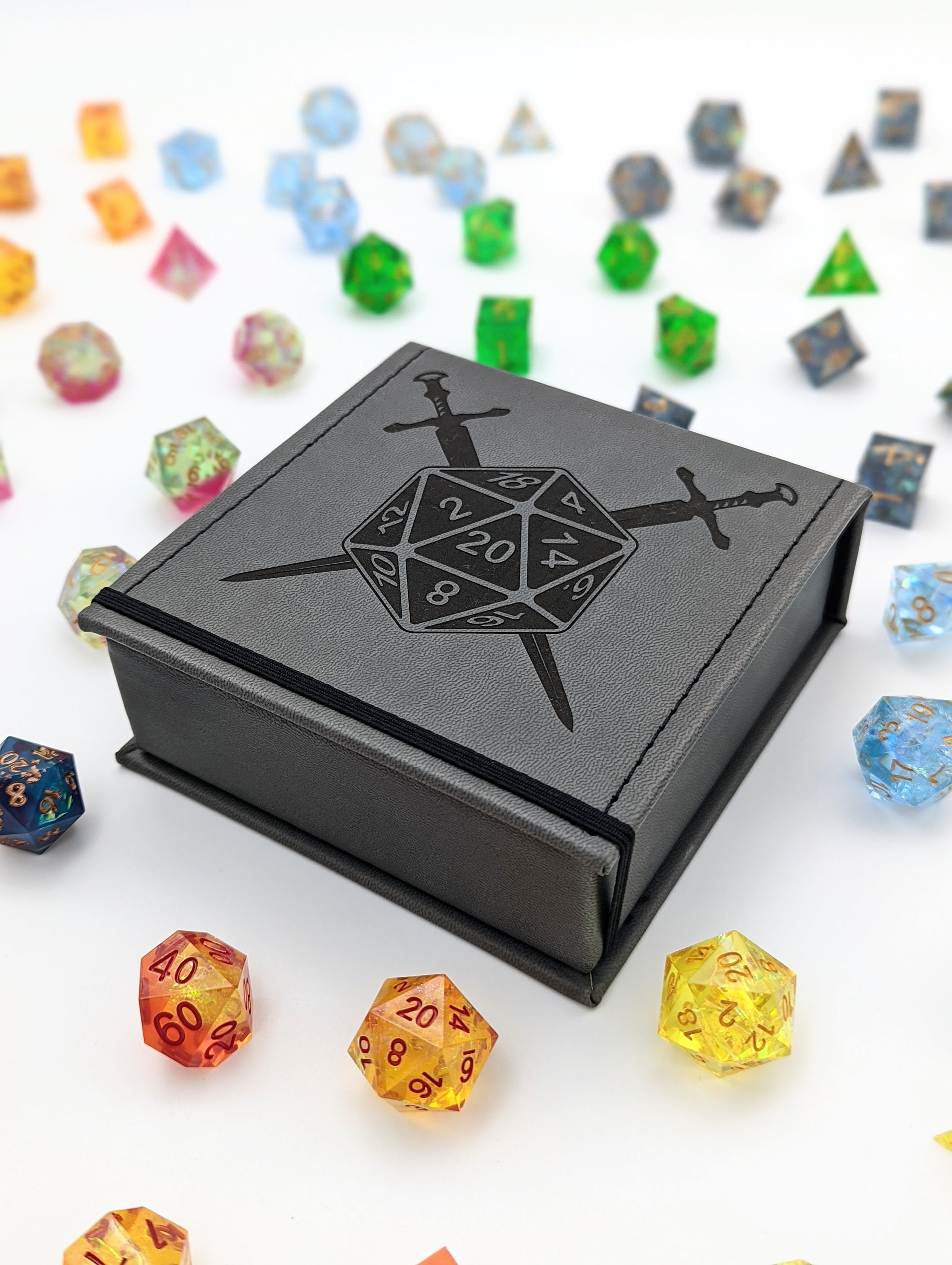 D20 Swords D&D Vegan Leather Dice Box - Etsy