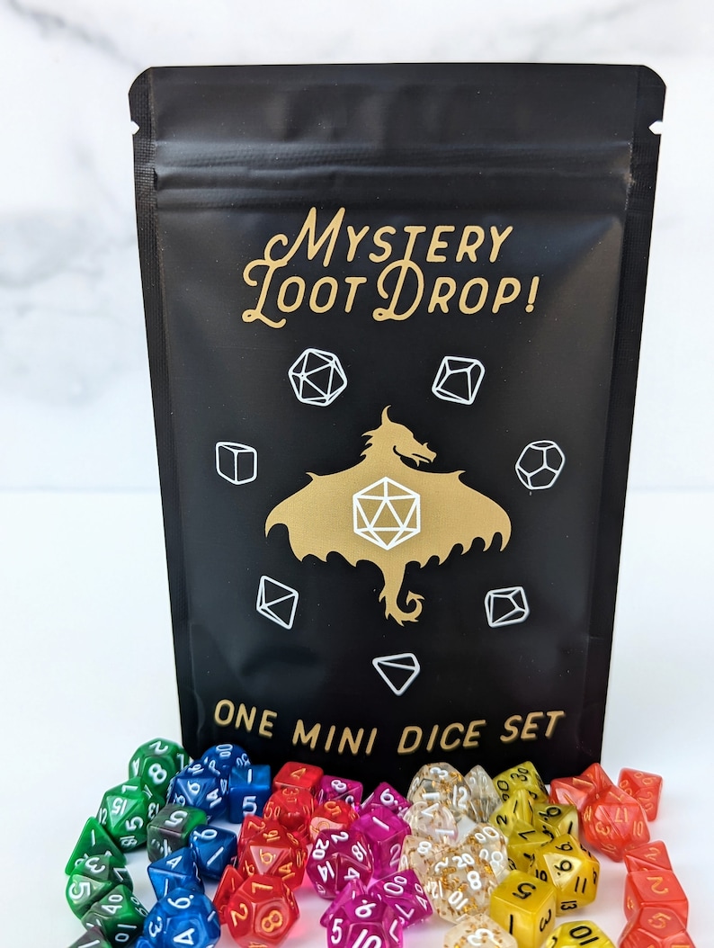 Mystery Loot Drop | Mini | 7 Piece Mini Acrylic Polyhedral Dice Set ...