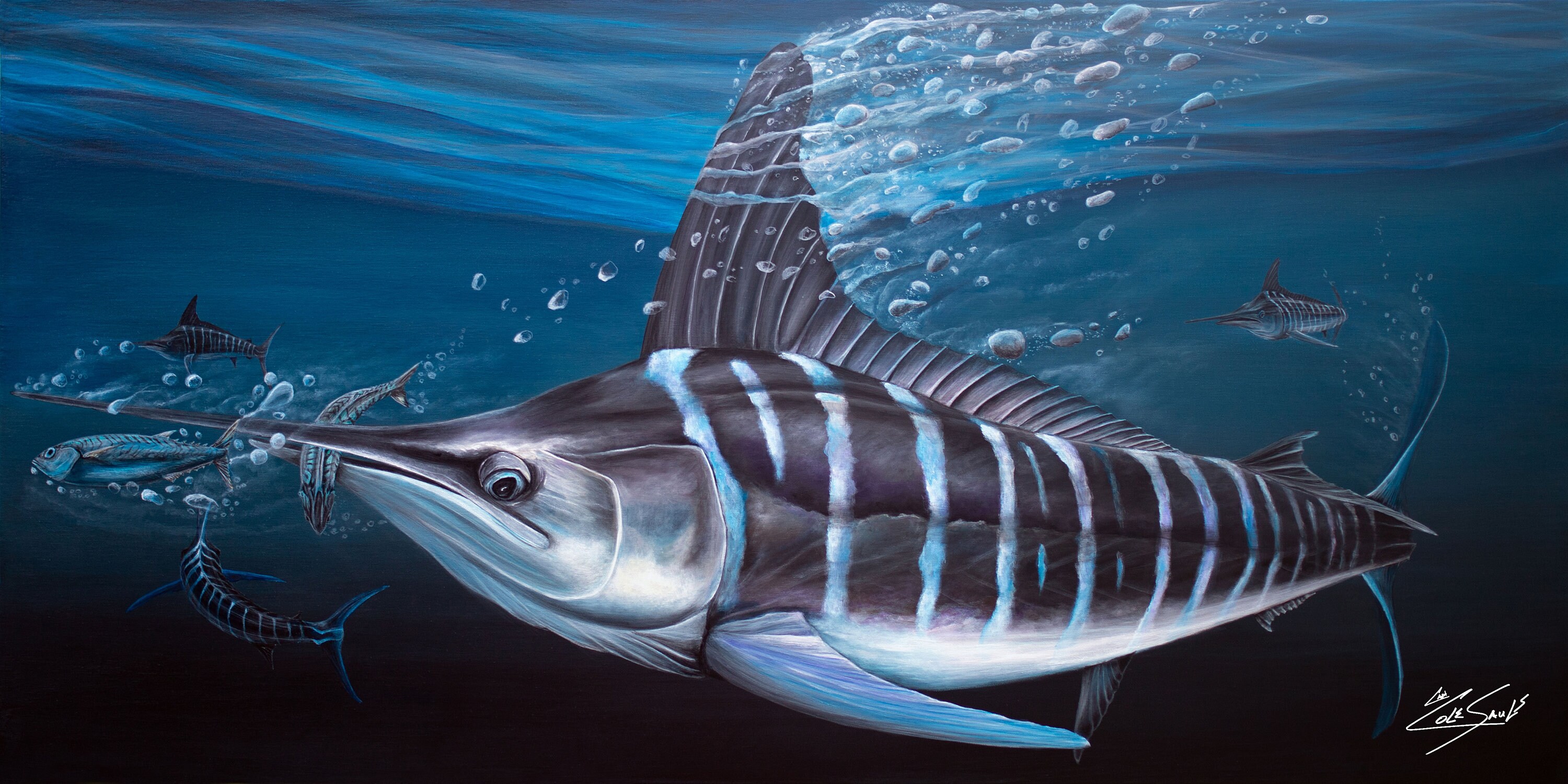 Marlin Painting, Marlin Artwork, Coastal Art, Beach House Decor ...