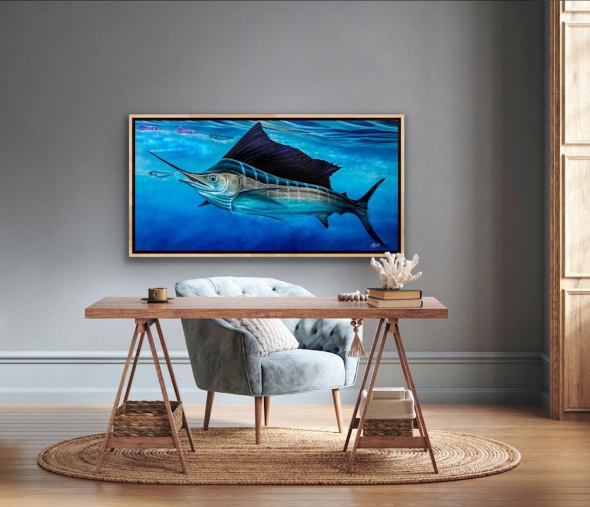 Sailfish Painting, Sailfish Artwork, Coastal Art, Beach House Decor ...