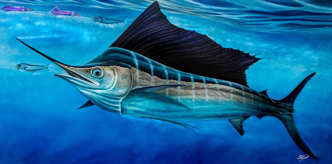 Sailfish Painting, Sailfish Artwork, Coastal Art, Beach House Decor ...