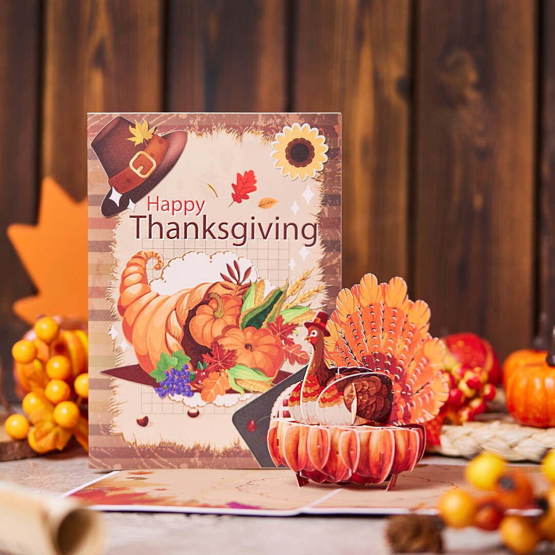 Turkey Pop up Cardhappy Thanksgiving Greeting Card Autumn - Etsy