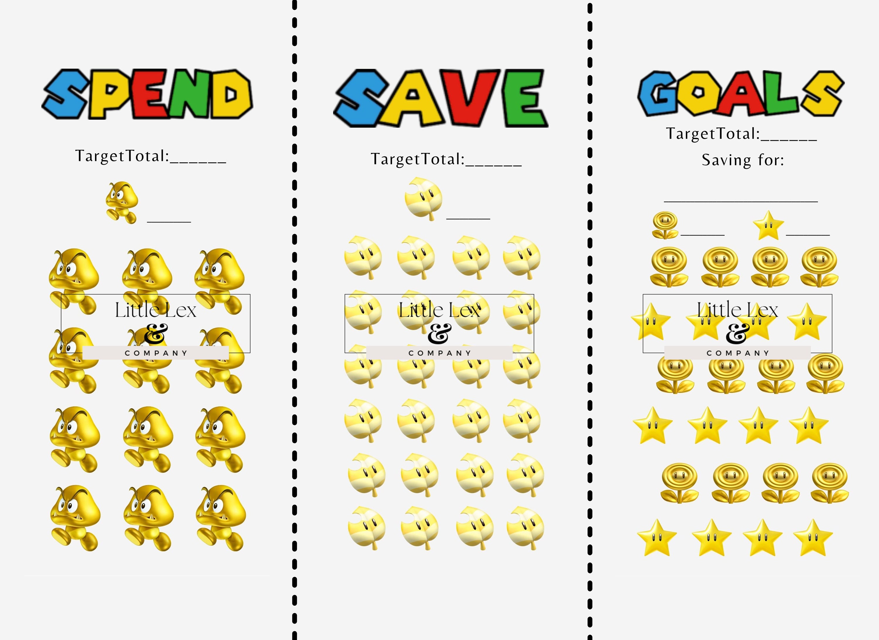 Digital Download 4 Super Mario Inspired Trackers Give, Save, Spend ...