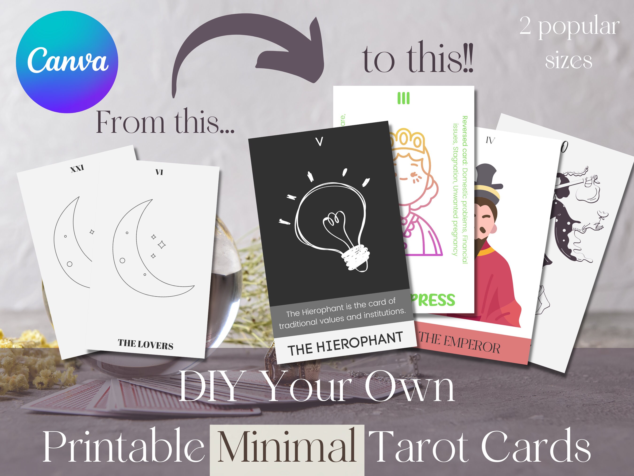 DIY Printable Minimal Tarot Cards, Create and Print Your Own Tarot ...