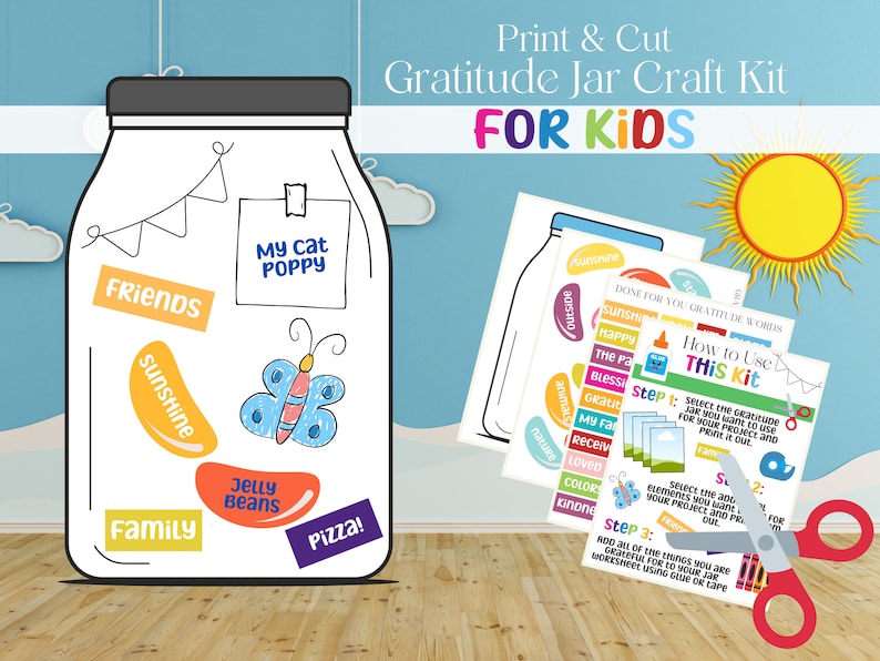 Gratitude Jar Craft Kit for Kids, Gratitude Jar Printable for Kids ...