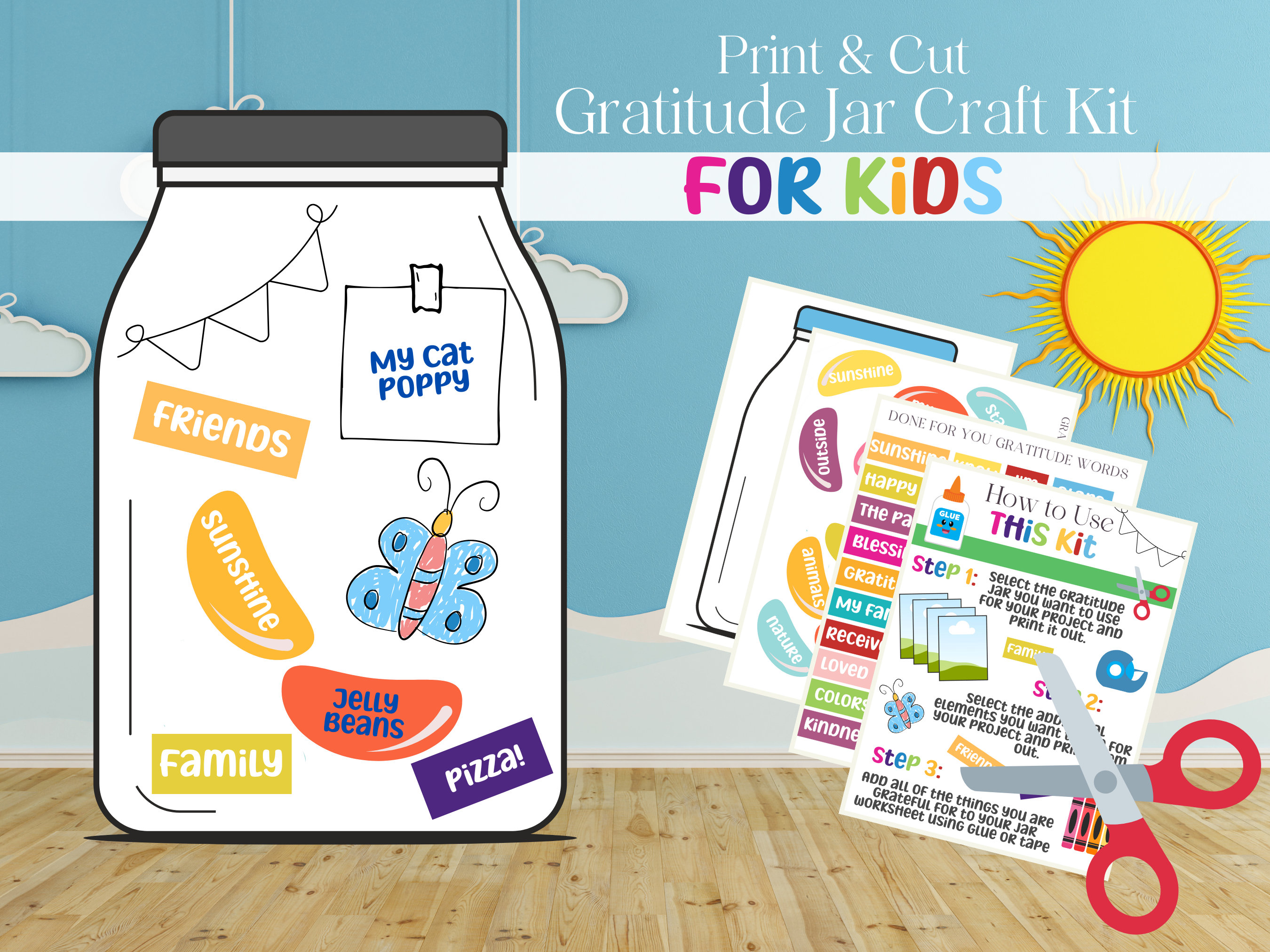Gratitude Jar Craft Kit for Kids, Gratitude Jar Printable for Kids ...