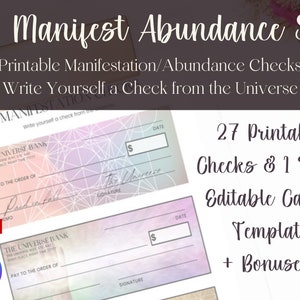 Printable Manifestation Abundance Checks and Canva Editable Abundance ...
