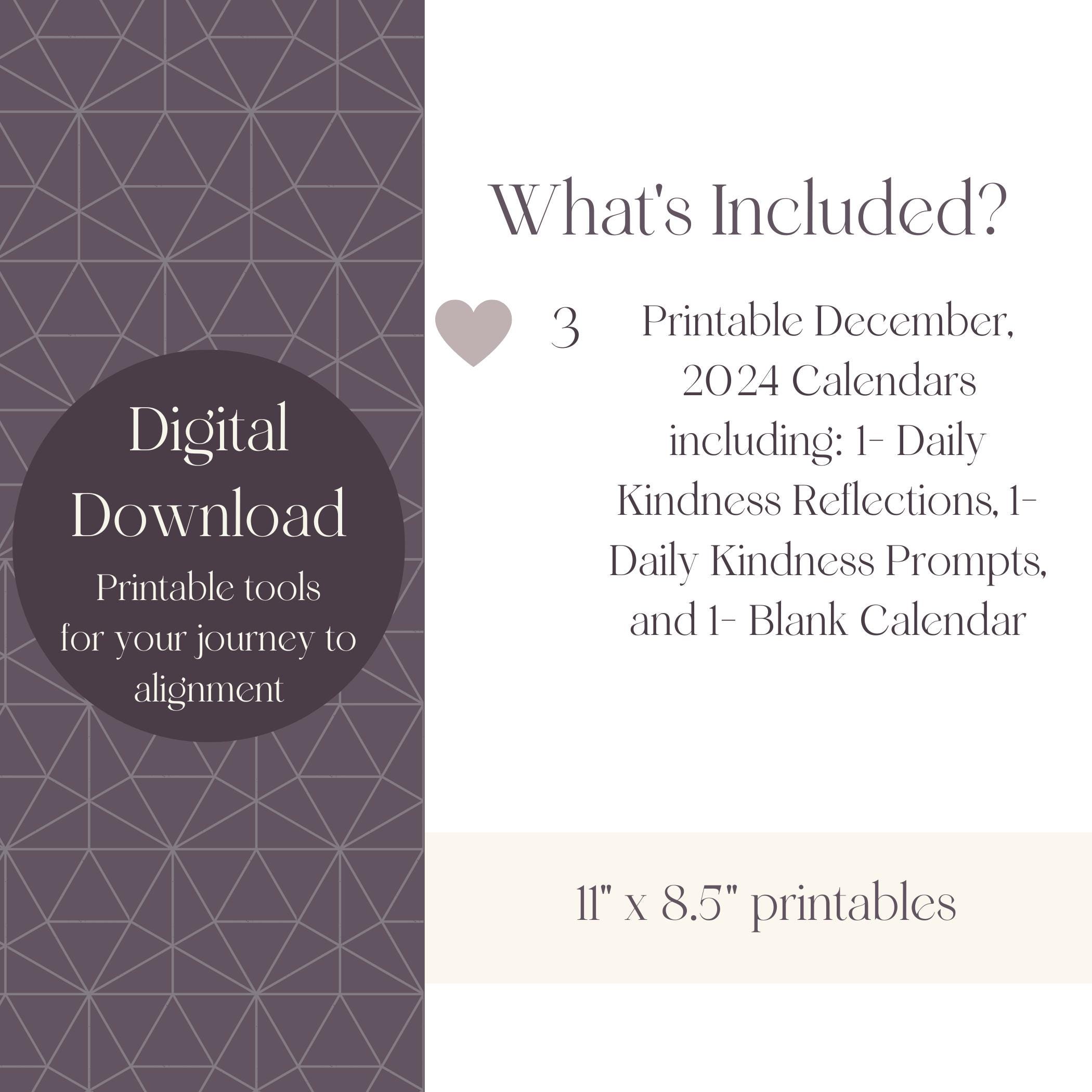 December 2024 Daily Acts of Kindness Calendar Printable, Daily Act of ...