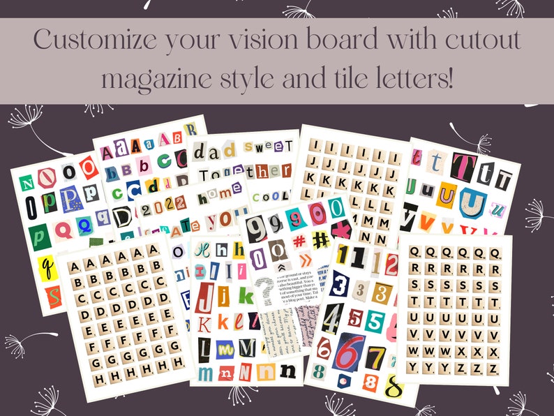 Printable Vision Board Elements, Print and Cut Magazine Cutout Letters ...