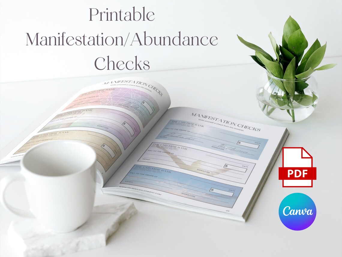 Printable Manifestation Abundance Checks and Canva Editable Abundance ...