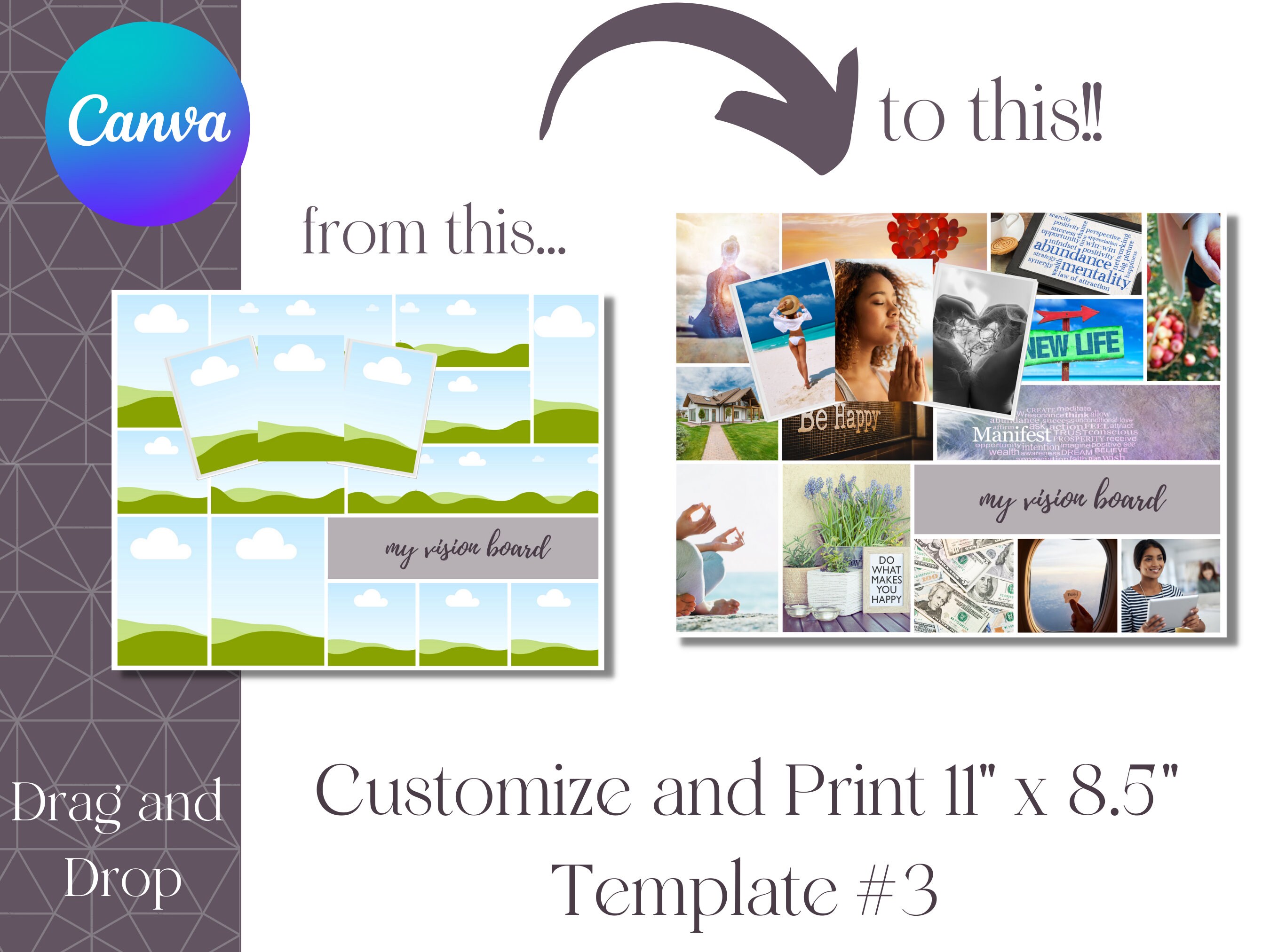 Digital Vision Board Template Fully Editable Drag and Drop - Etsy Australia
