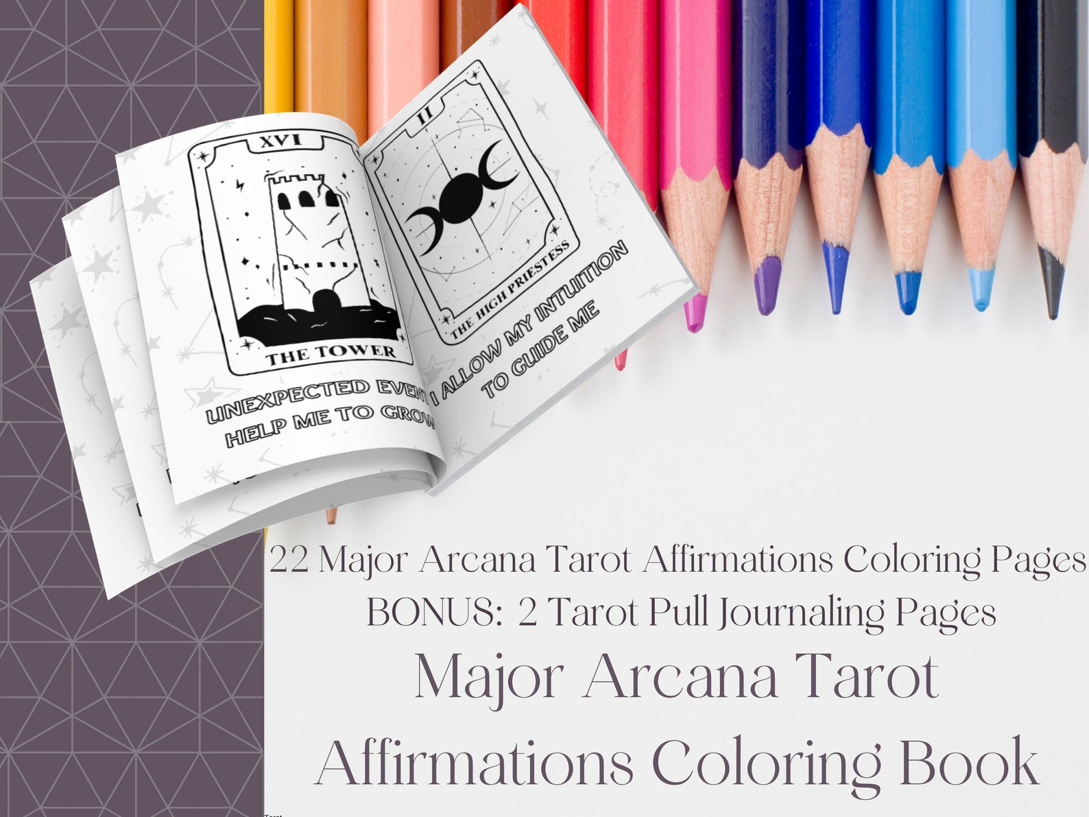 Tarot Affirmation Printable Coloring Book, Major Arcana Tarot Coloring ...