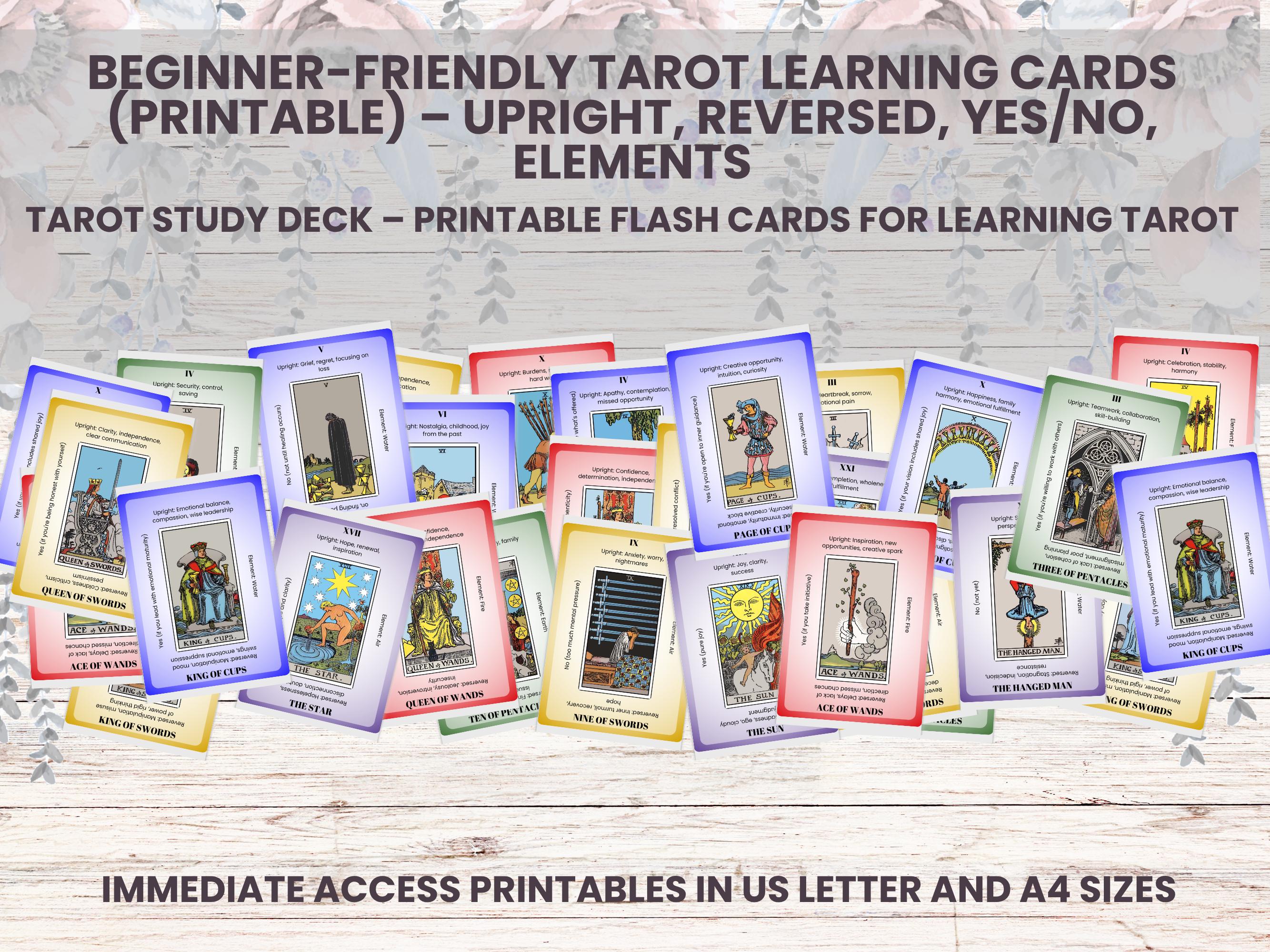 Printable Tarot Learning Cards: Beginner-friendly Study Deck (PDF ...