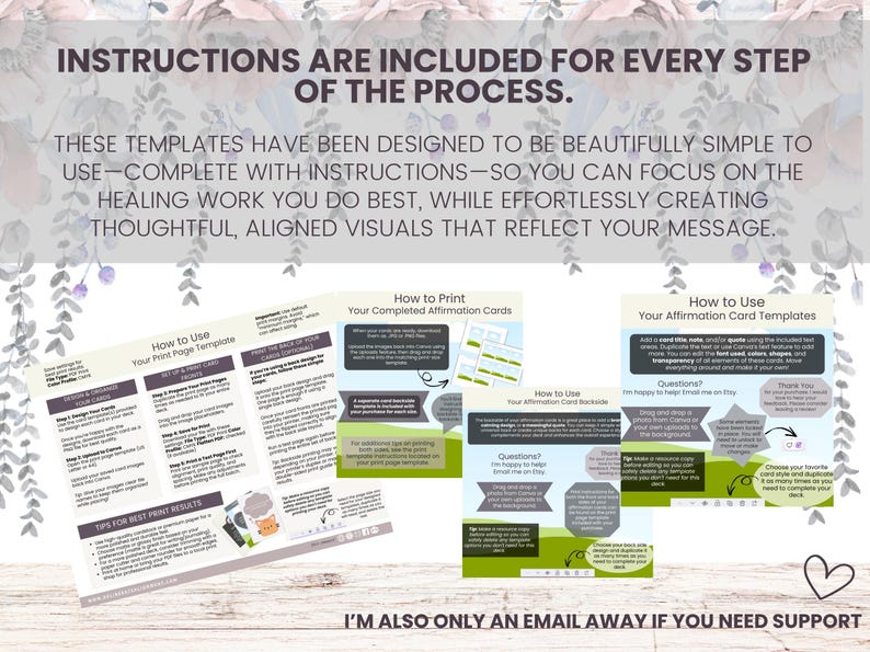 Affirmation Card Canva Template: DIY Printable Card Deck (32 Front & 5 ...