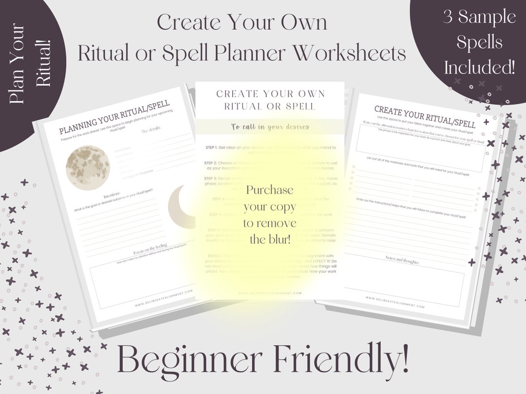 Create Your Own Ritual or Spell Worksheets, Custom Spell, Bonus: Sample ...