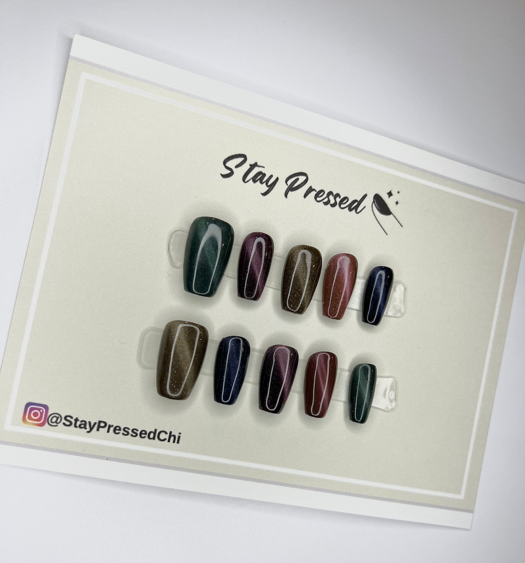Cat Eye Press on Nails, Hand Painted Press on Nails, Custom Press on ...