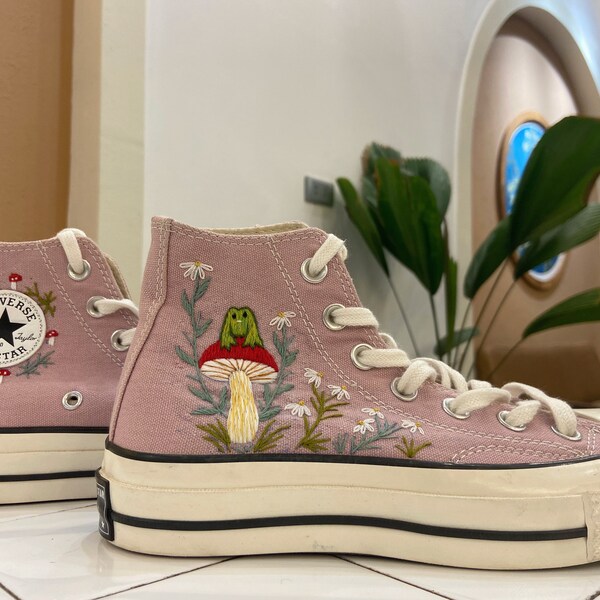 Mushroom Embroidered Converse High Tops - Etsy