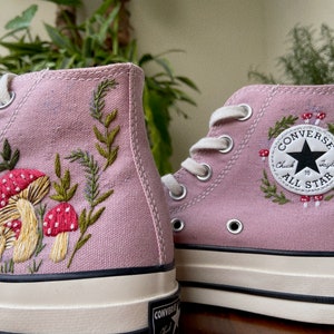 Embroidered Converse/mushroom Converse/embroidered Orange Mushrooms and ...