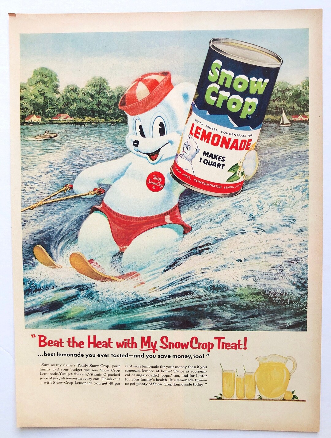Rare 1955 Snow Crop Lemonade - Magazine Advertisement. Original Vintage ...