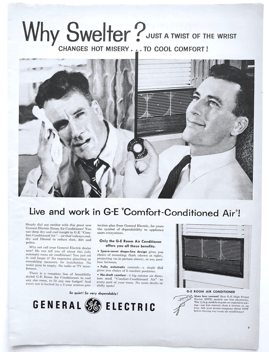 Rare 1955 GE, General Electric Air Conditioner - Magazine Advertisement ...