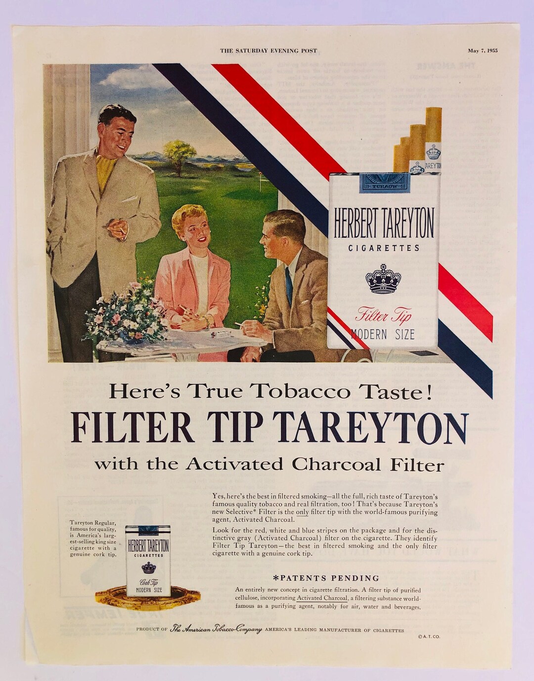 Rare 1955 Tareyton Cigarettes - Magazine Advertisement. Original ...
