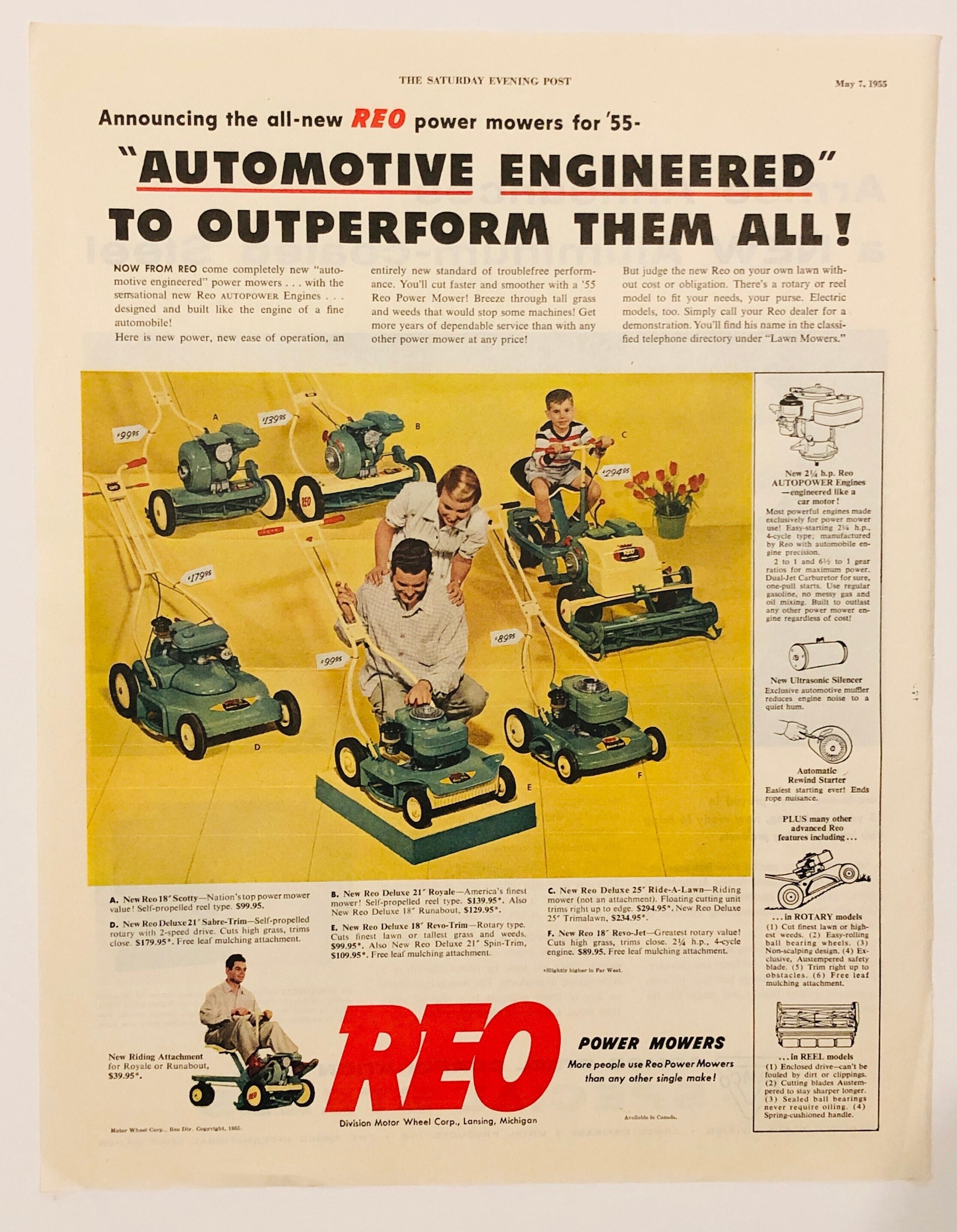 Rare 1955 Reo Mowers Original Magazine Advertisement. Original Vintage ...