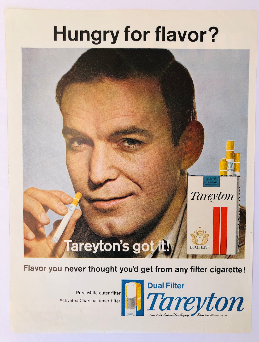 Rare 1963 Tareyton Cigarettes - Magazine Advertisement. Original ...