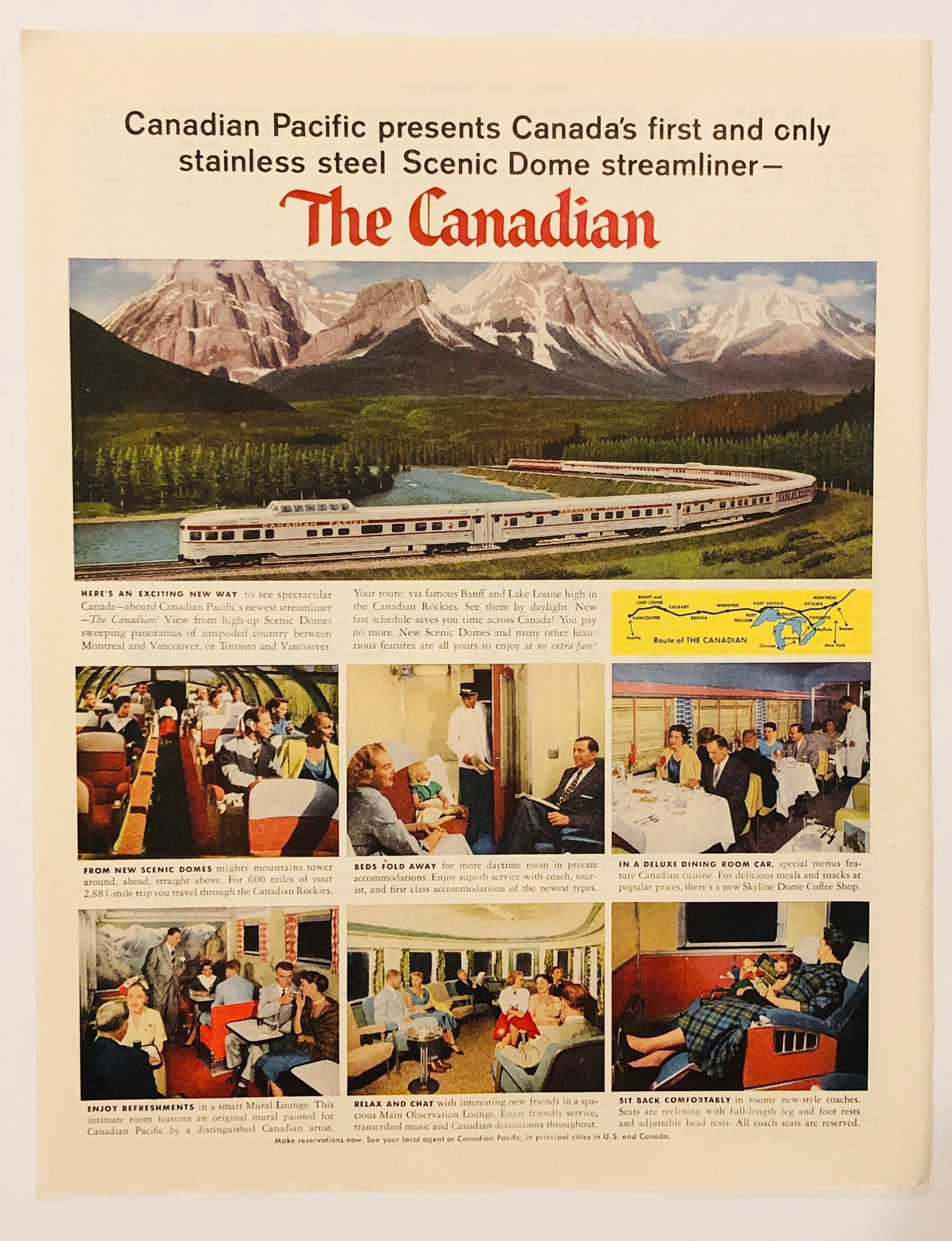 Rare 1955 the Canadian Streamliner Train-magazine Advertisement ...