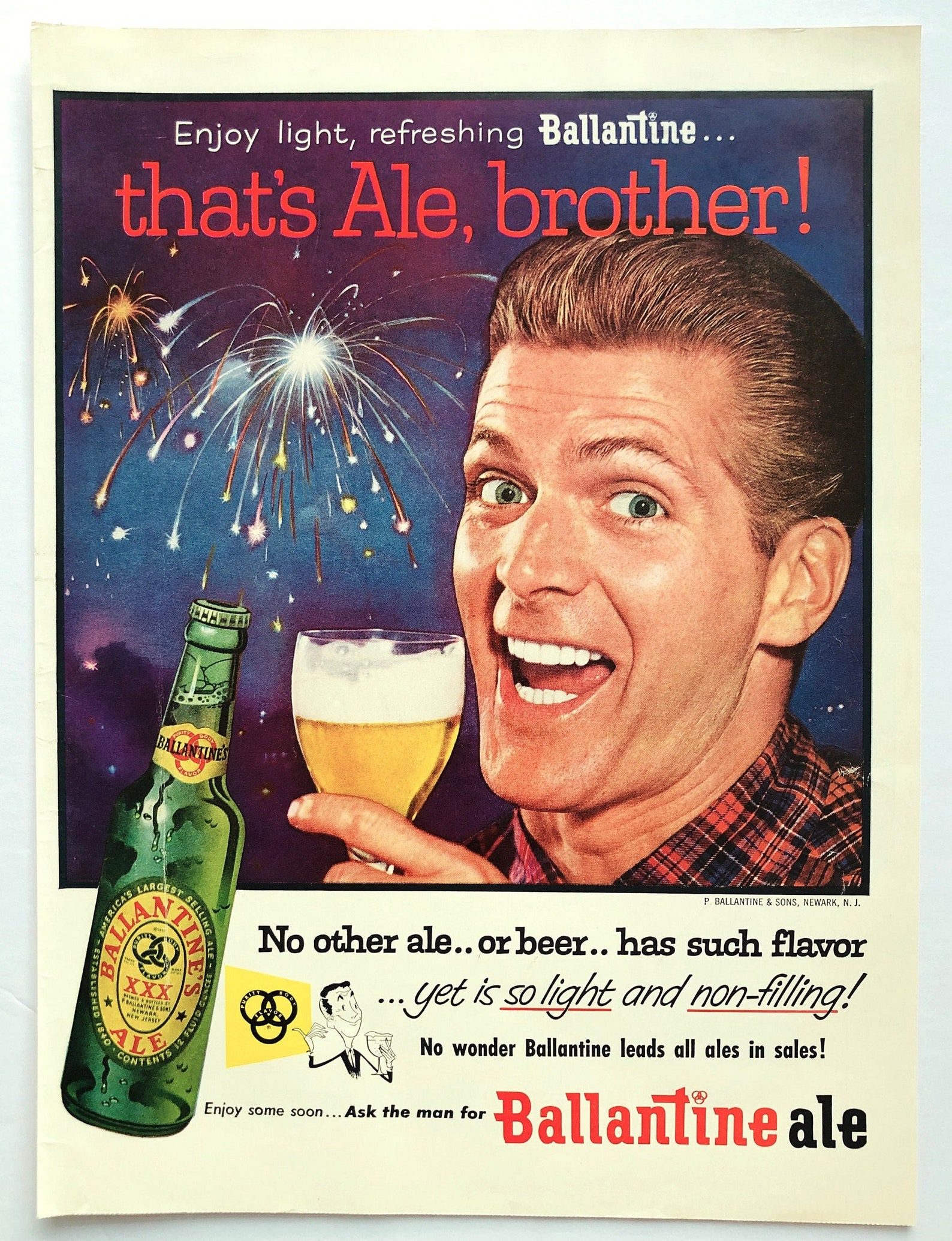 Rare 1955 Balentine Ale Original Magazine Advertisement. Original ...