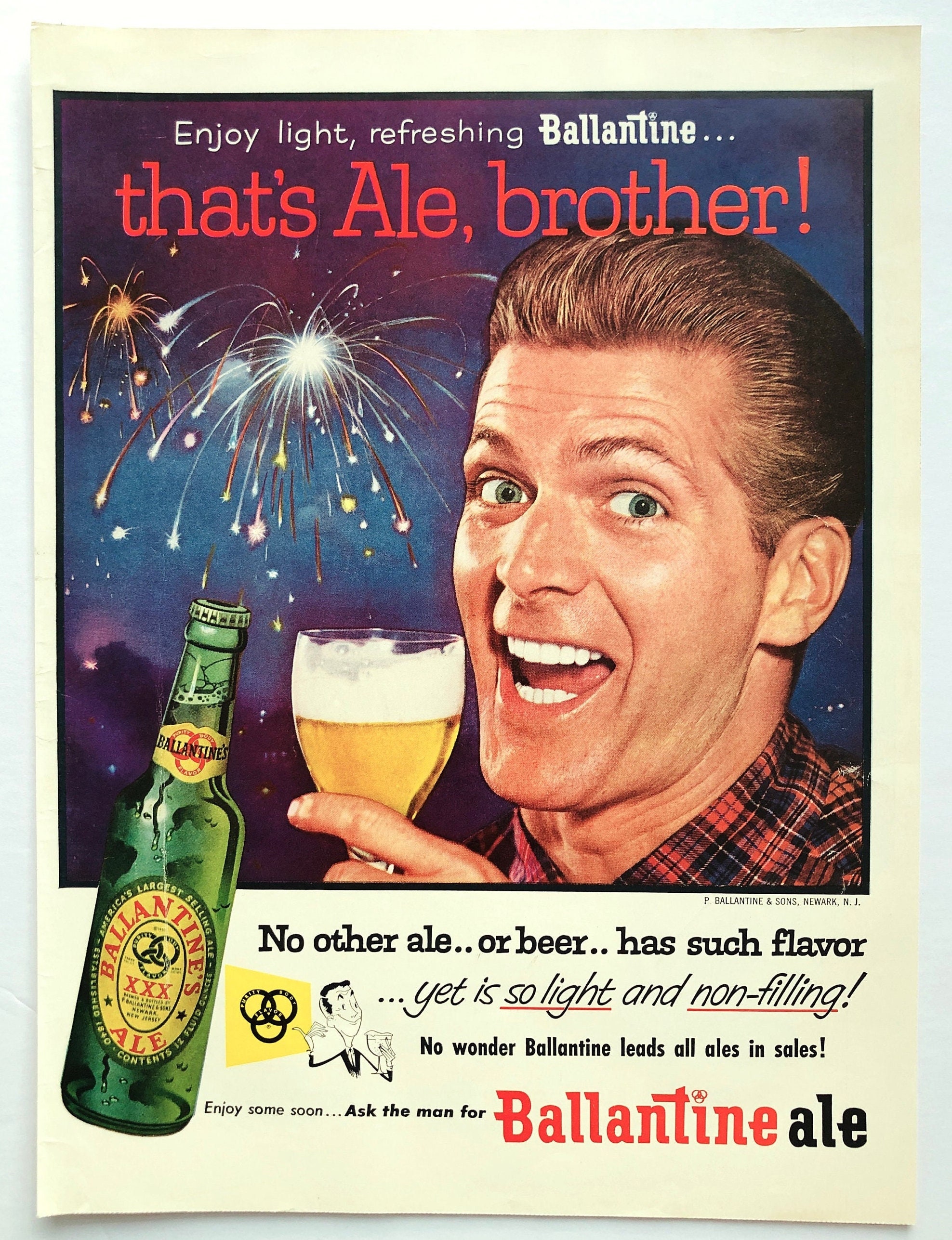 Rare 1955 Balentine Ale Original Magazine Advertisement. Original ...