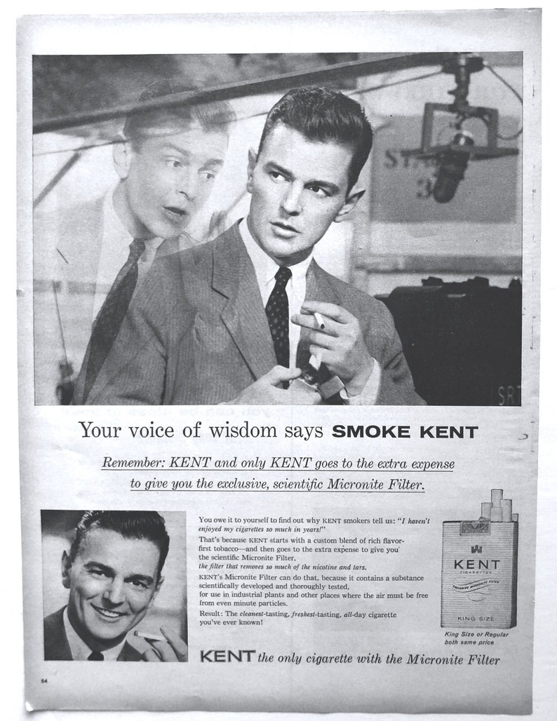 Rare 1955 Kent Cigarettes - Original Magazine Advertisement. Original ...