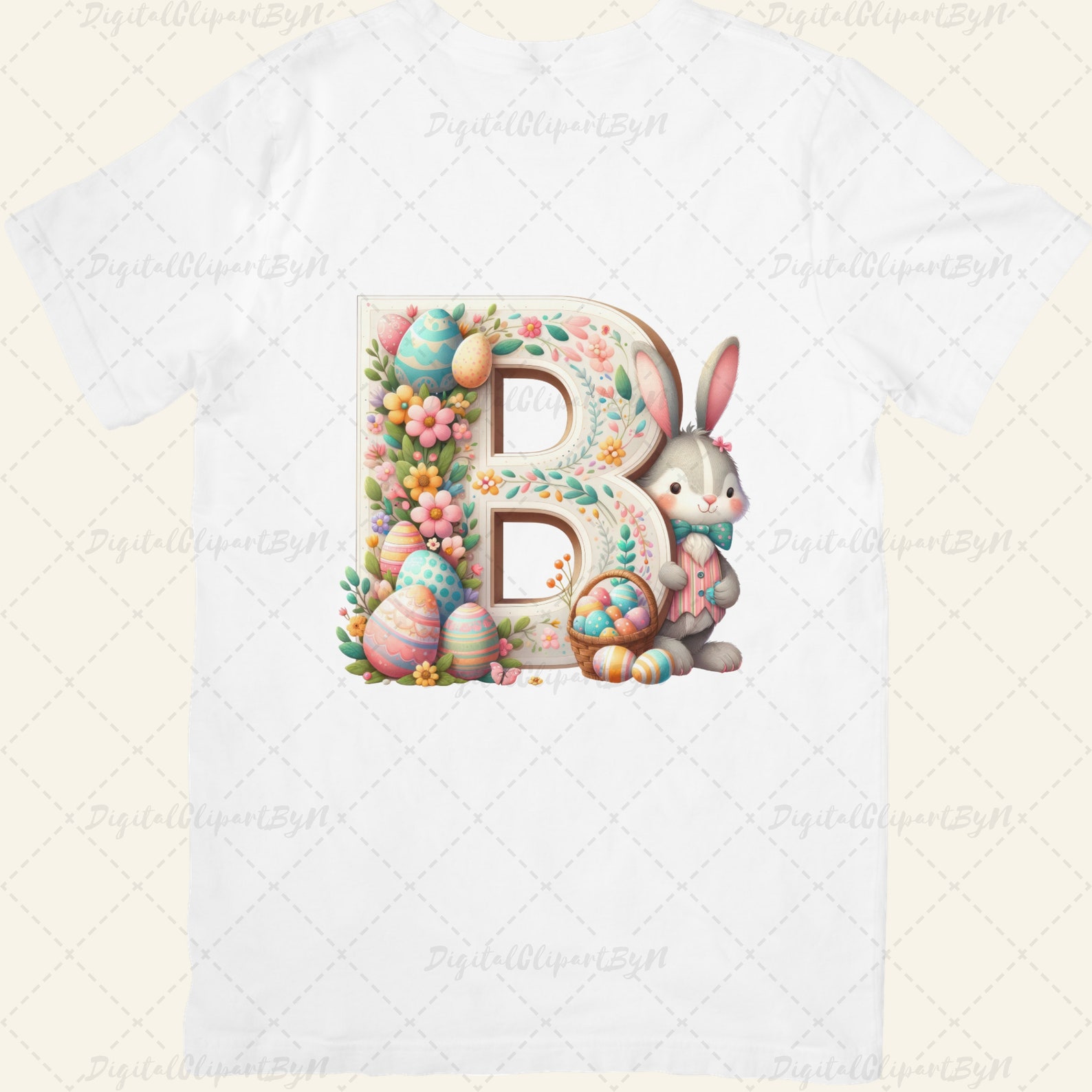 Easter Bunny Alphabet A-Z Number 0-9 Bundle Clipart, Printable Alphabet ...