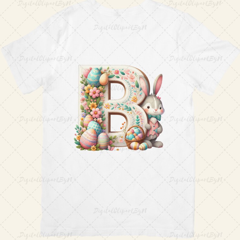 Easter Bunny Alphabet A-Z Number 0-9 Bundle Clipart, Printable Alphabet ...