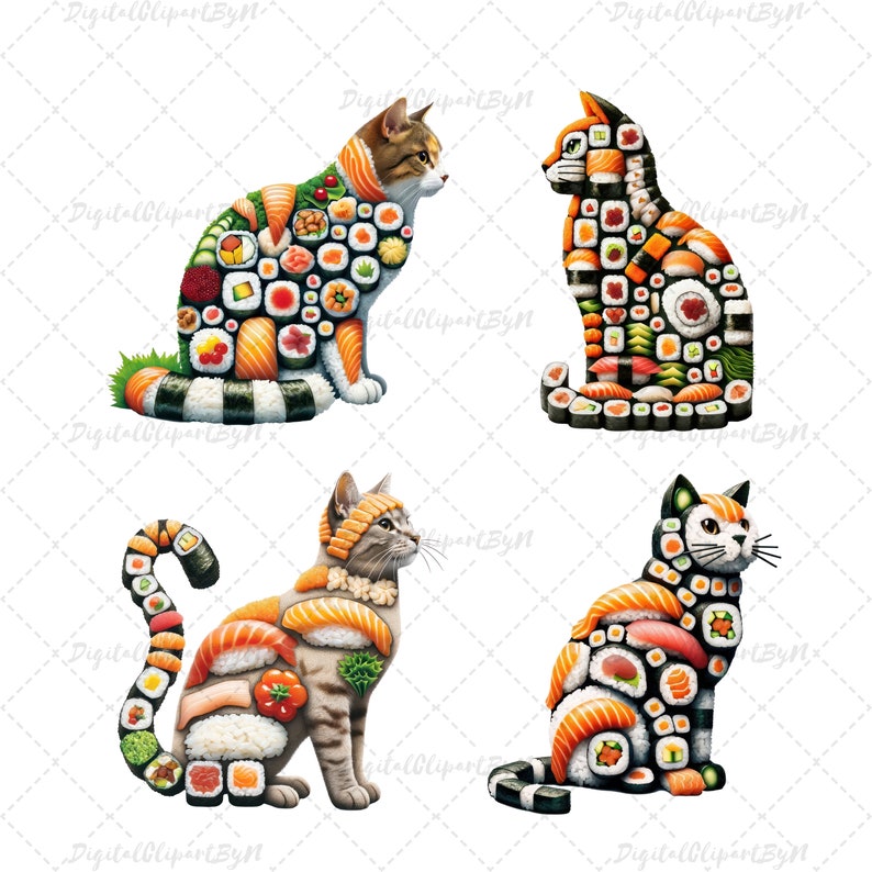 SUSHI Food Alphabet A-Z Number 0-9 Bundle Clipart , SUSHI Alphabet ...