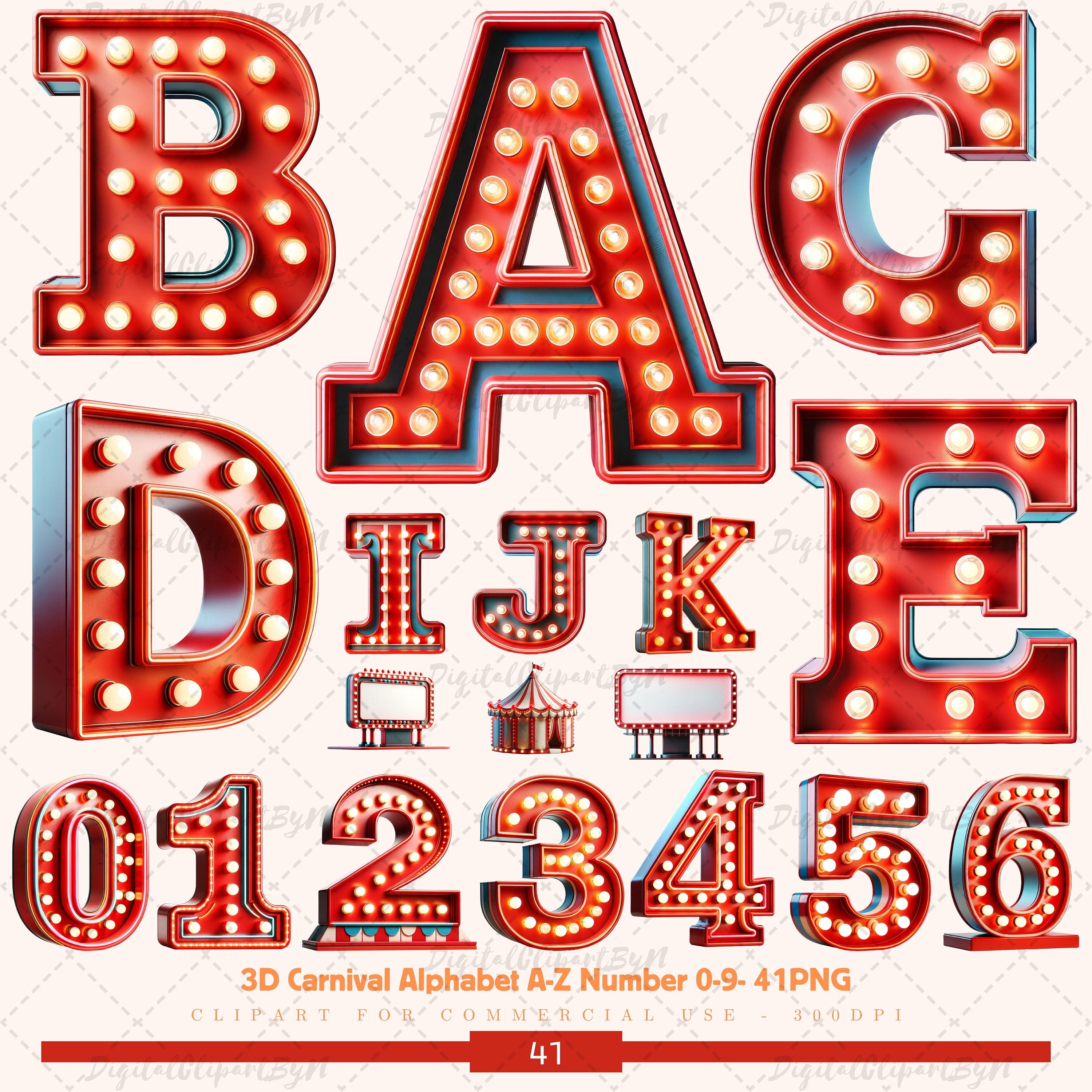 3D Carnival Alphabet A-Z Number 0-9 , Carnival Letter, Circus Nursery ...