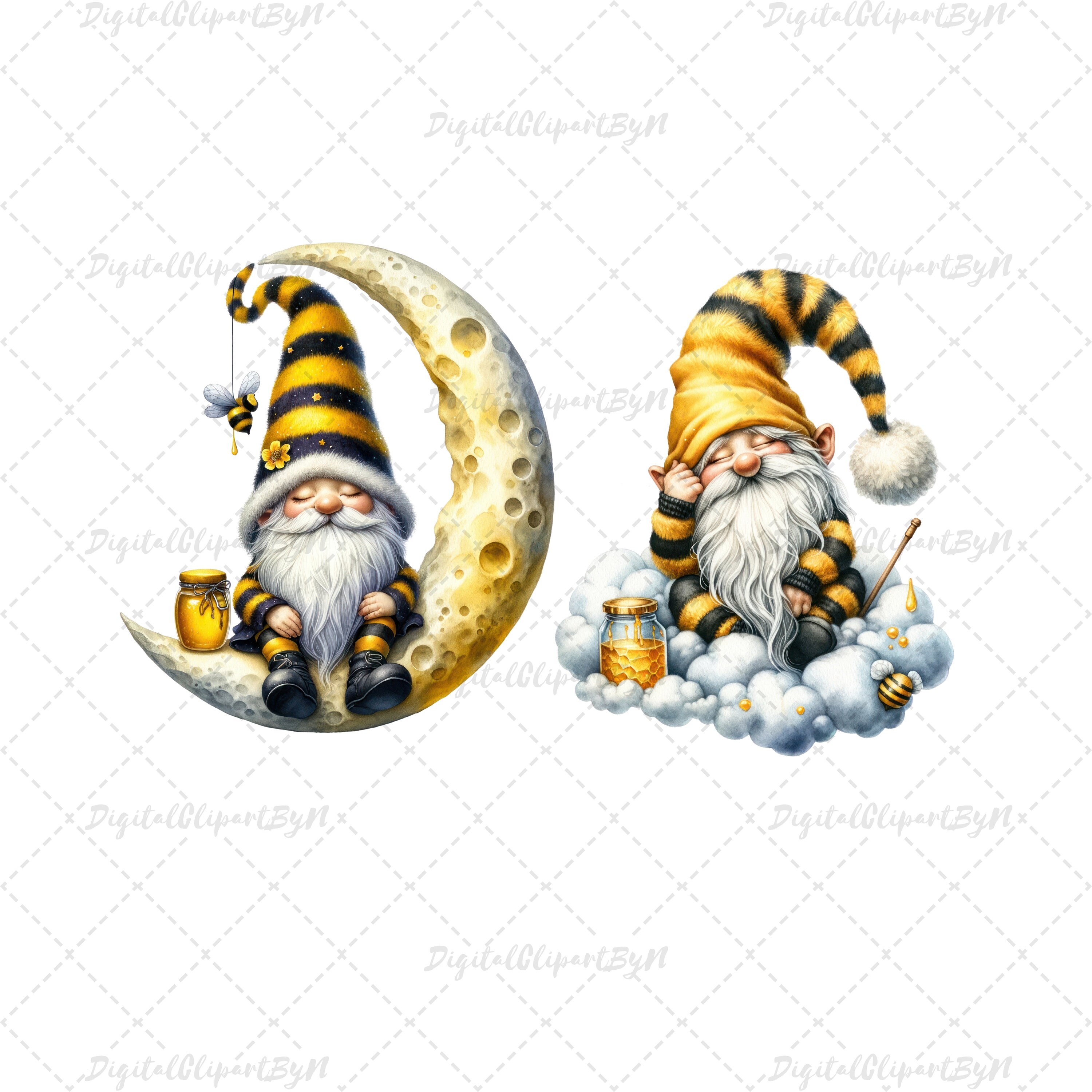 Garden Gnome Clipart and Beekeeper Gnome PNG, Watercolor Gnome Png ...