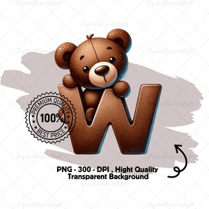 Brown Bear Clipart A-Z, Numbers 0-9, Cute Animal Alphabet Bundle , Bear ...