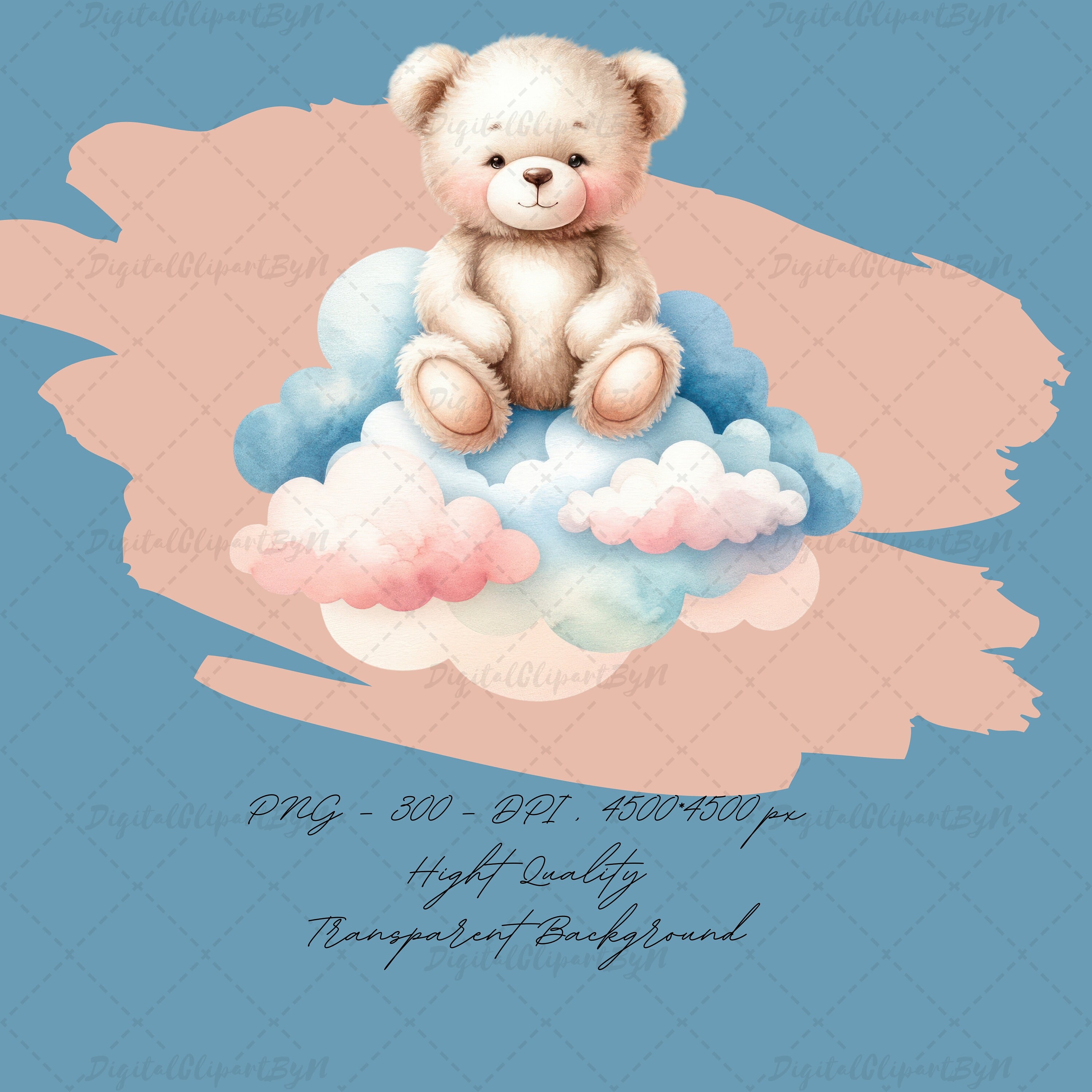 Baby Bear Watercolor Clipart, Baby Bear Nursery PNG, Whimsical Baby ...