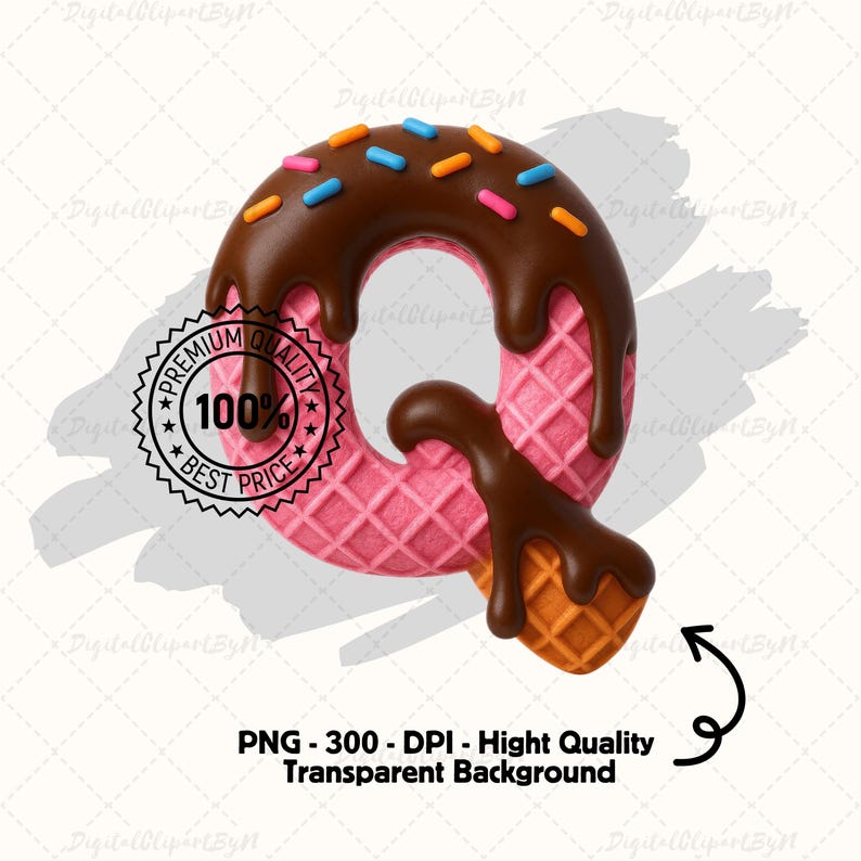 Ice Cream Alphabet Clipart A-Z 0-9 – Chocolate Drip Letters and Numbers ...