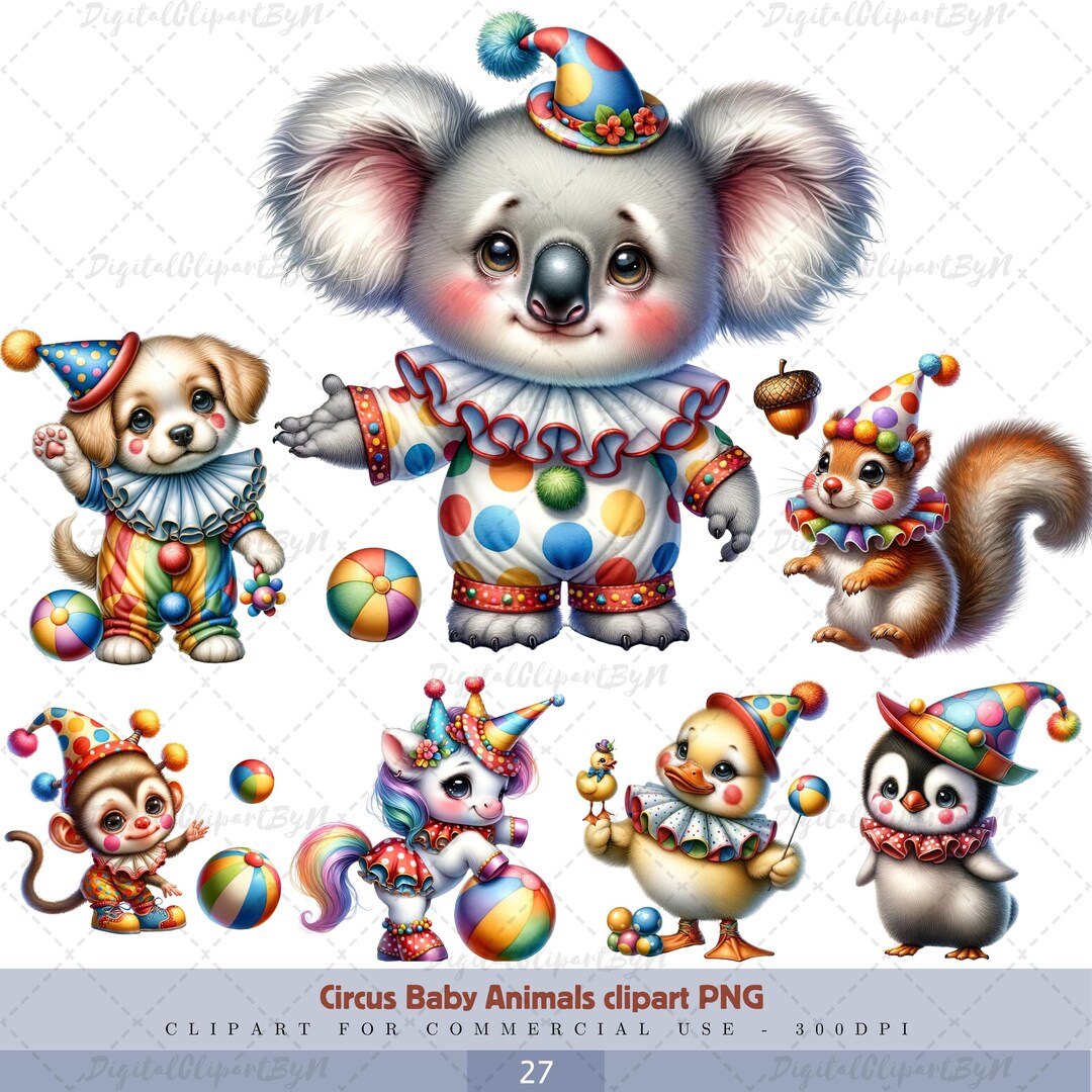 Circus Baby Animals Clipart: Perfect for Circus-themed Birthdays, Baby ...