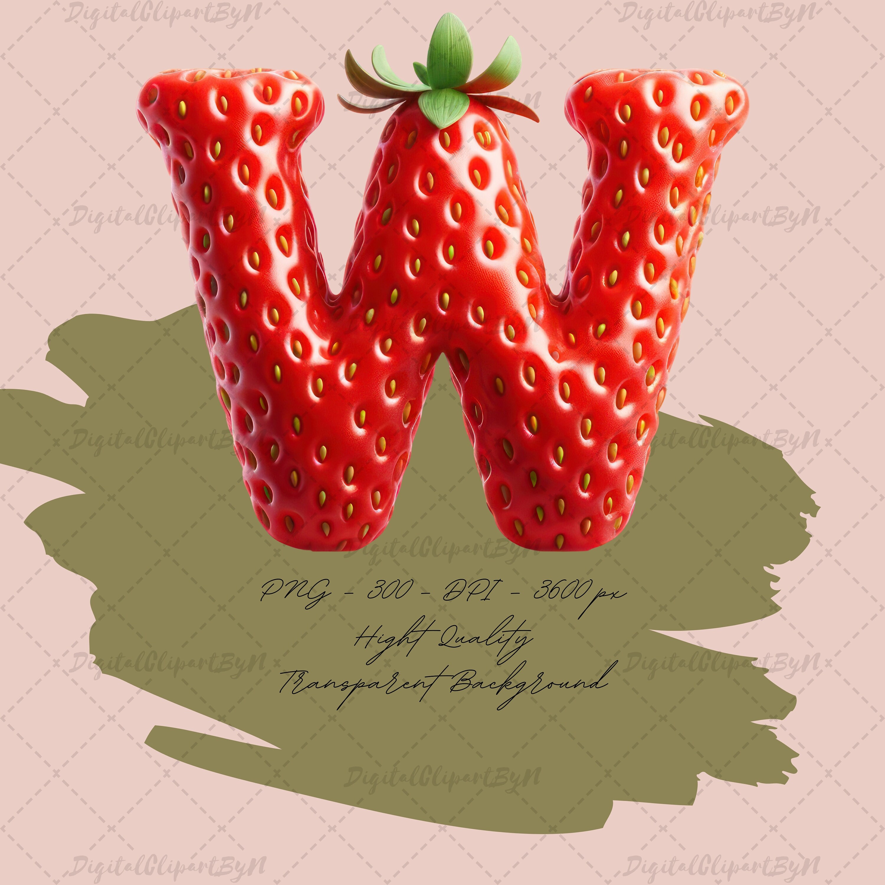 Strawberry Alphabet A-Z Number 0-9 Bundle Clipart , Fruit Alphabet ...