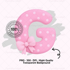 Pink Letter A-Z Clipart With Bow – Cute Polka Dot Alphabet Number 0-9 ...