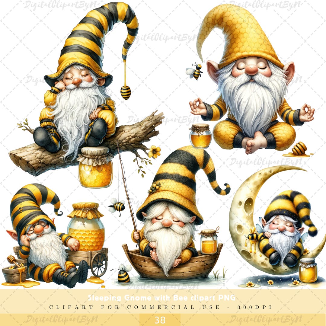 Garden Gnome Clipart and Beekeeper Gnome PNG, Watercolor Gnome Png ...