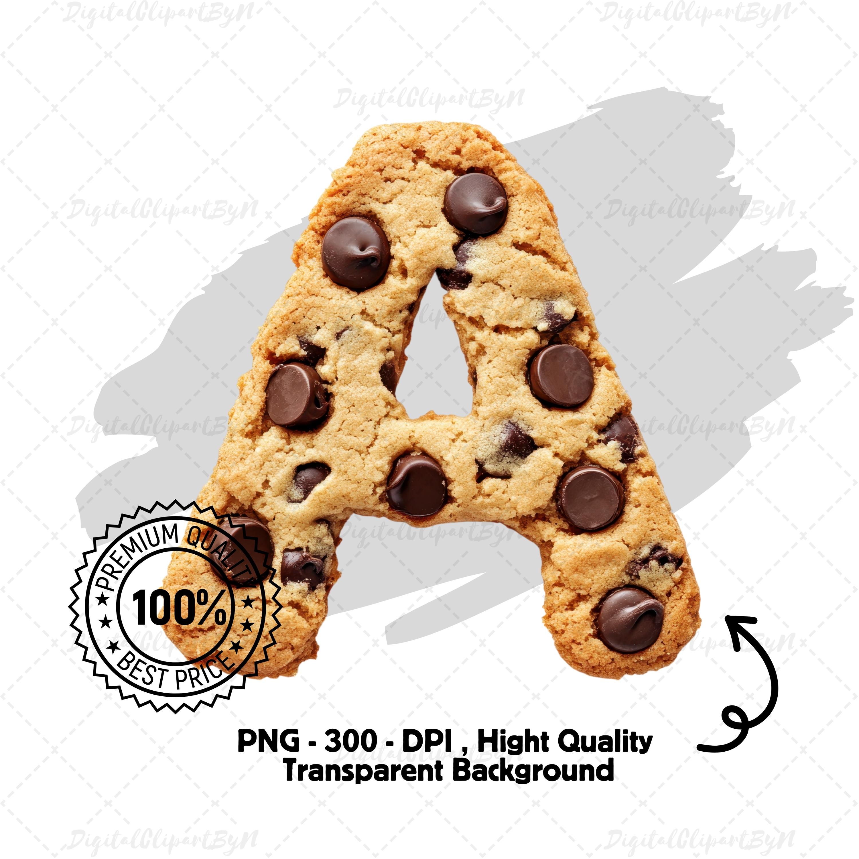 Chocolate Chip Cookie Alphabet Numbers PNG – 3D Realistic Cookie Font ...