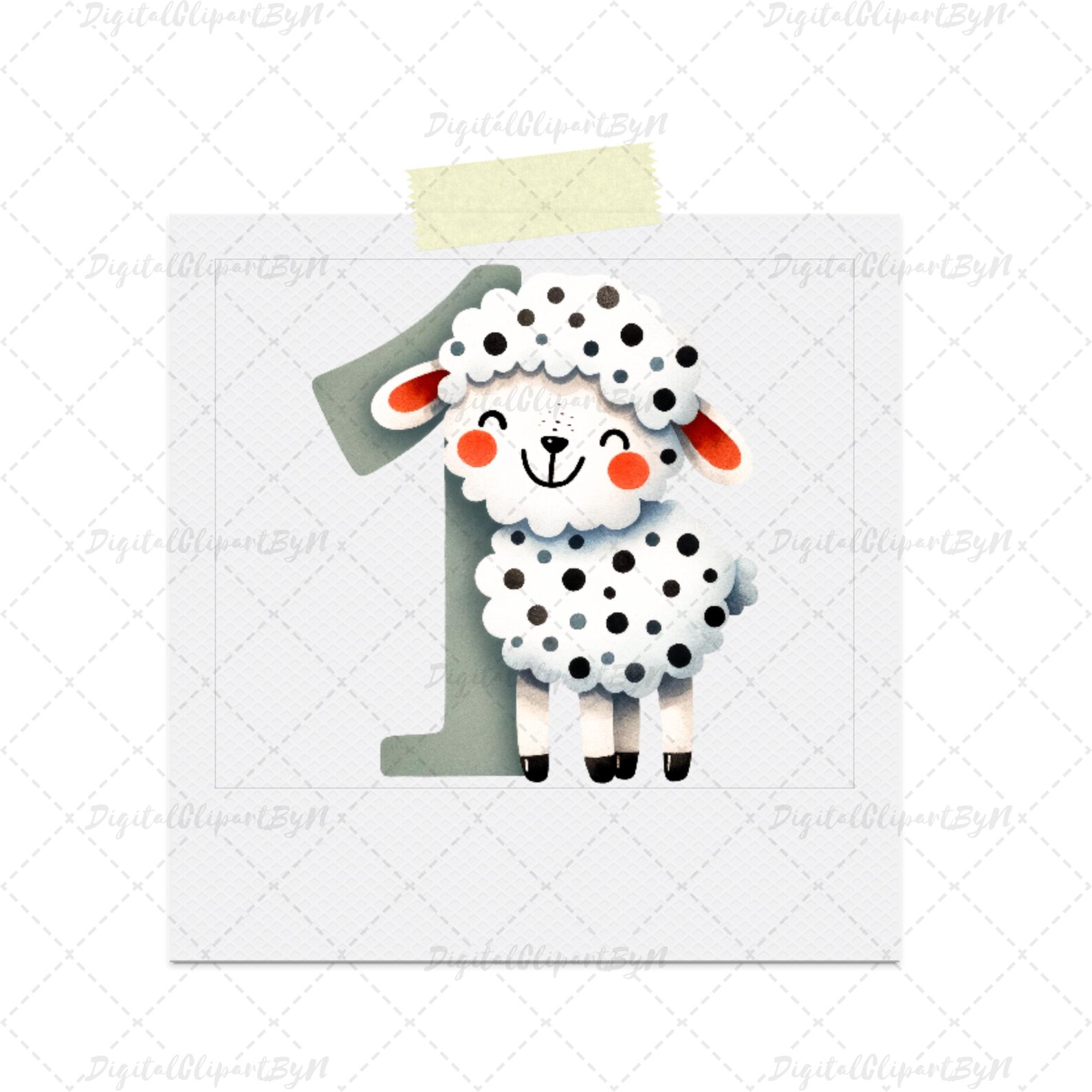 Watercolor Spotted Lamb Alphabet A-Z Number 0-9 Bundle, Spotted Sharp ...