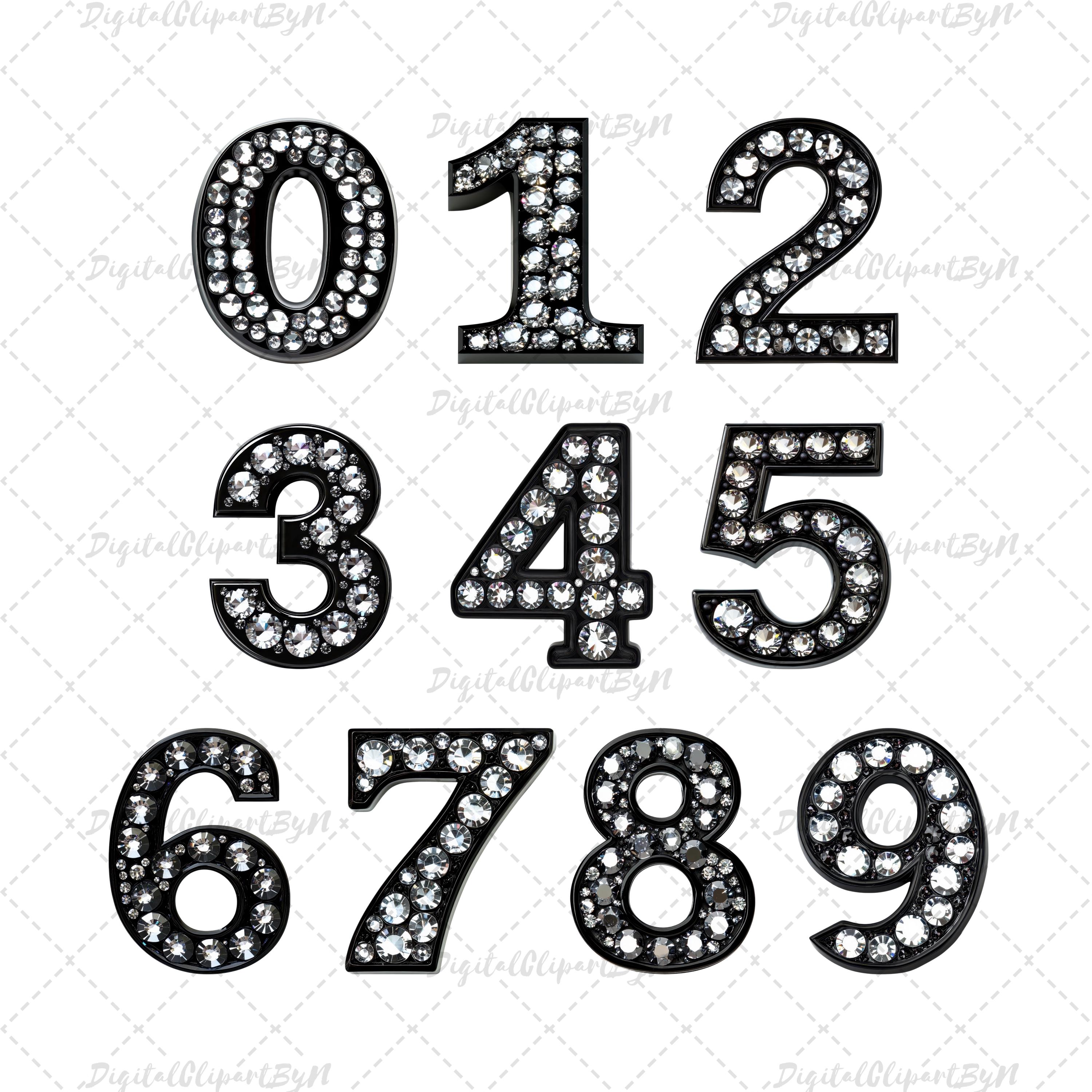 Luxury Rhinestone Alphabet A-Z Letters Numbers 0-9 Clipart – Sparkling ...