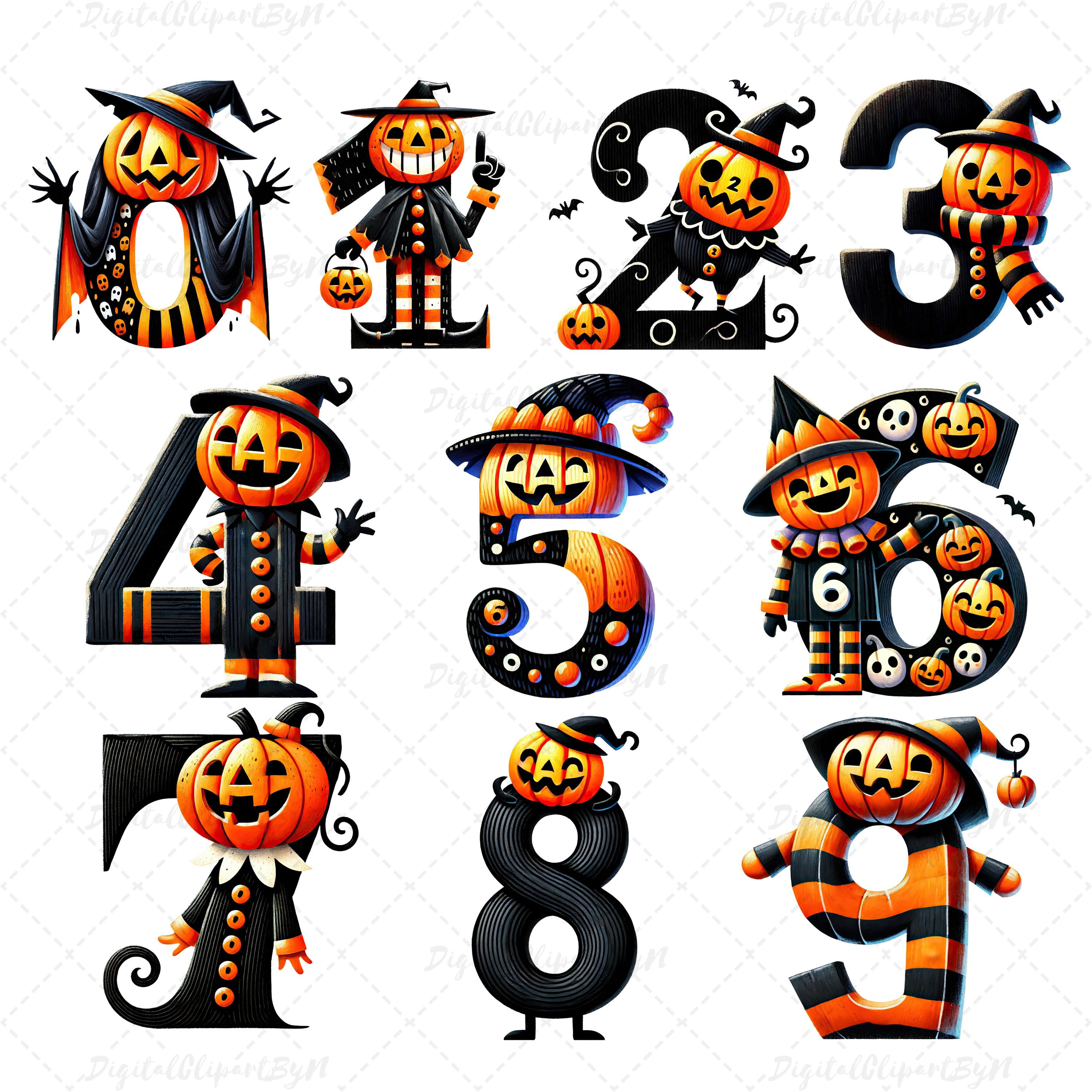 Halloween Animals Characters Clipart Alphabet A-Z Number 0-9 Bundle L ...