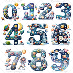 Watercolor Space Alphabet A-Z Number 0-9 Bundle, Space Alphabet Clipart ...